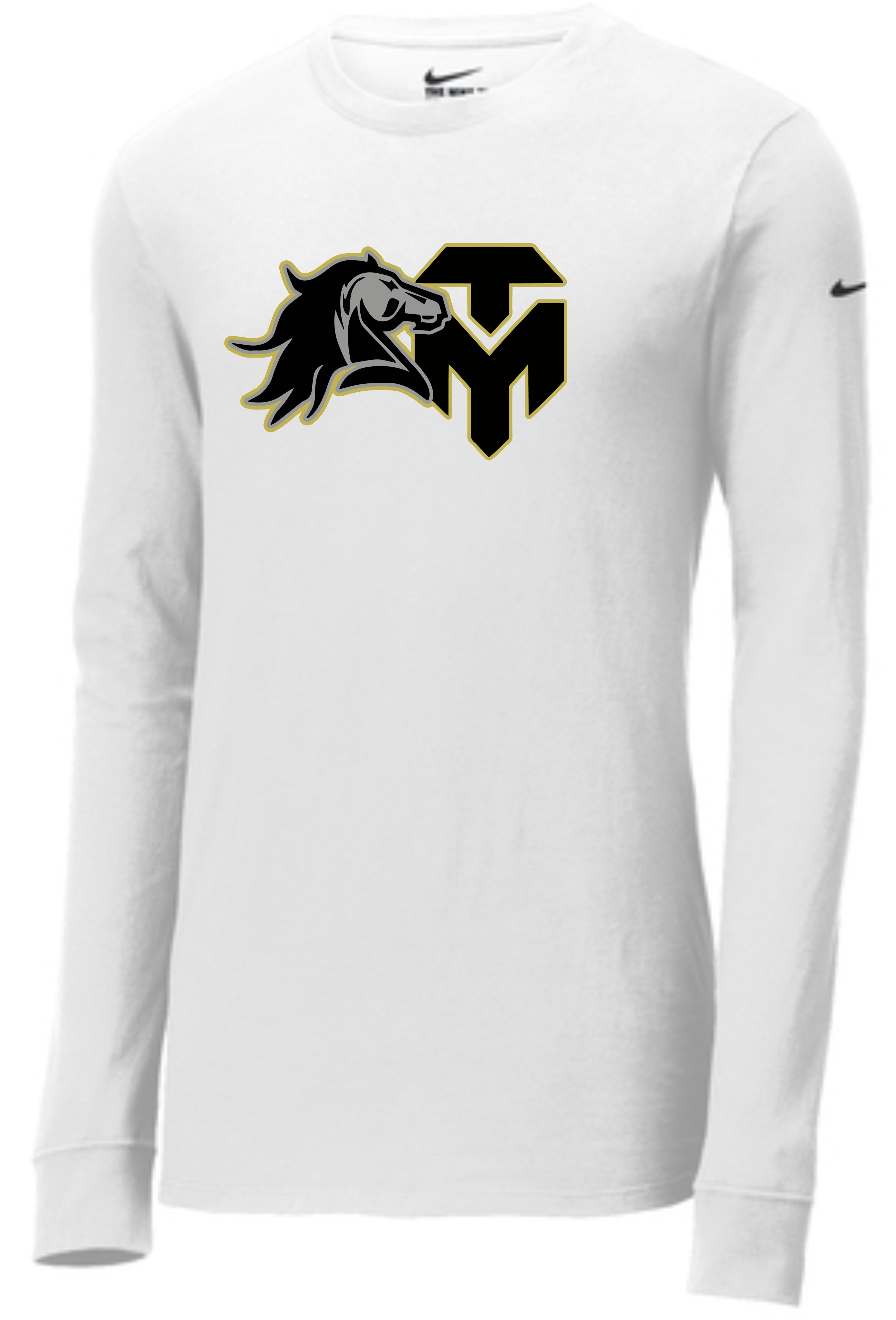 Trinity Mustangs- NKBQ5230 Nike Dri-FIT Cotton/Poly Long Sleeve Tee – AB Designs, Co.