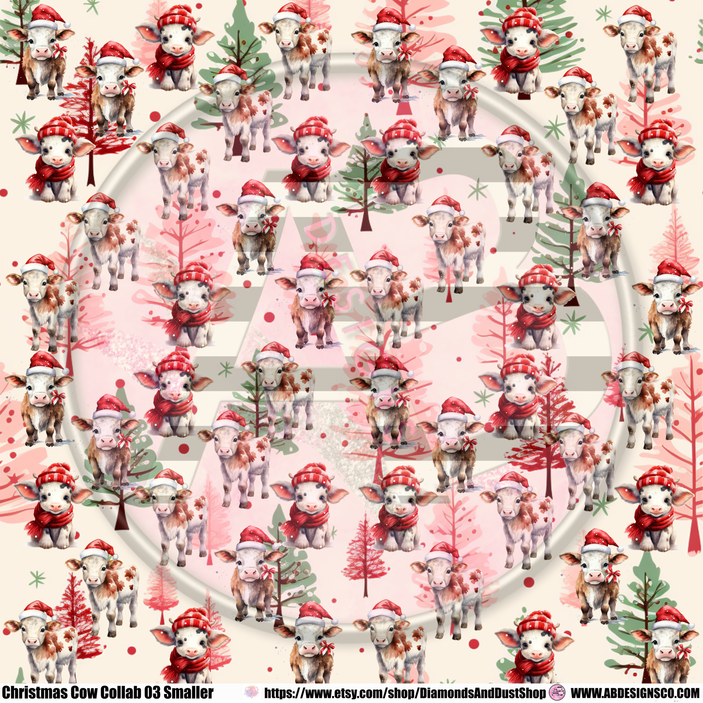 Adhesive Patterned Vinyl - Christmas Cow Collab 03 Smaller – AB Designs ...