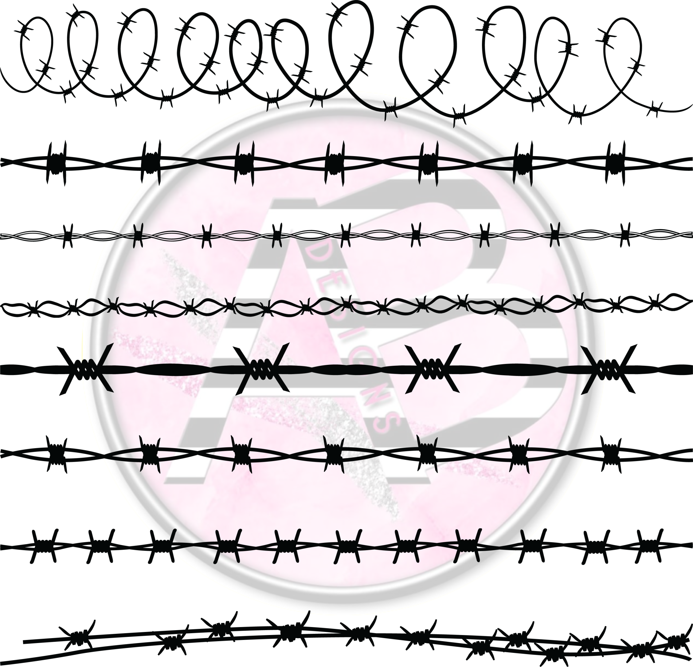 Barbed Wire Full Sheet 12 x 12 Clear Cast Decal – AB Designs, Co.