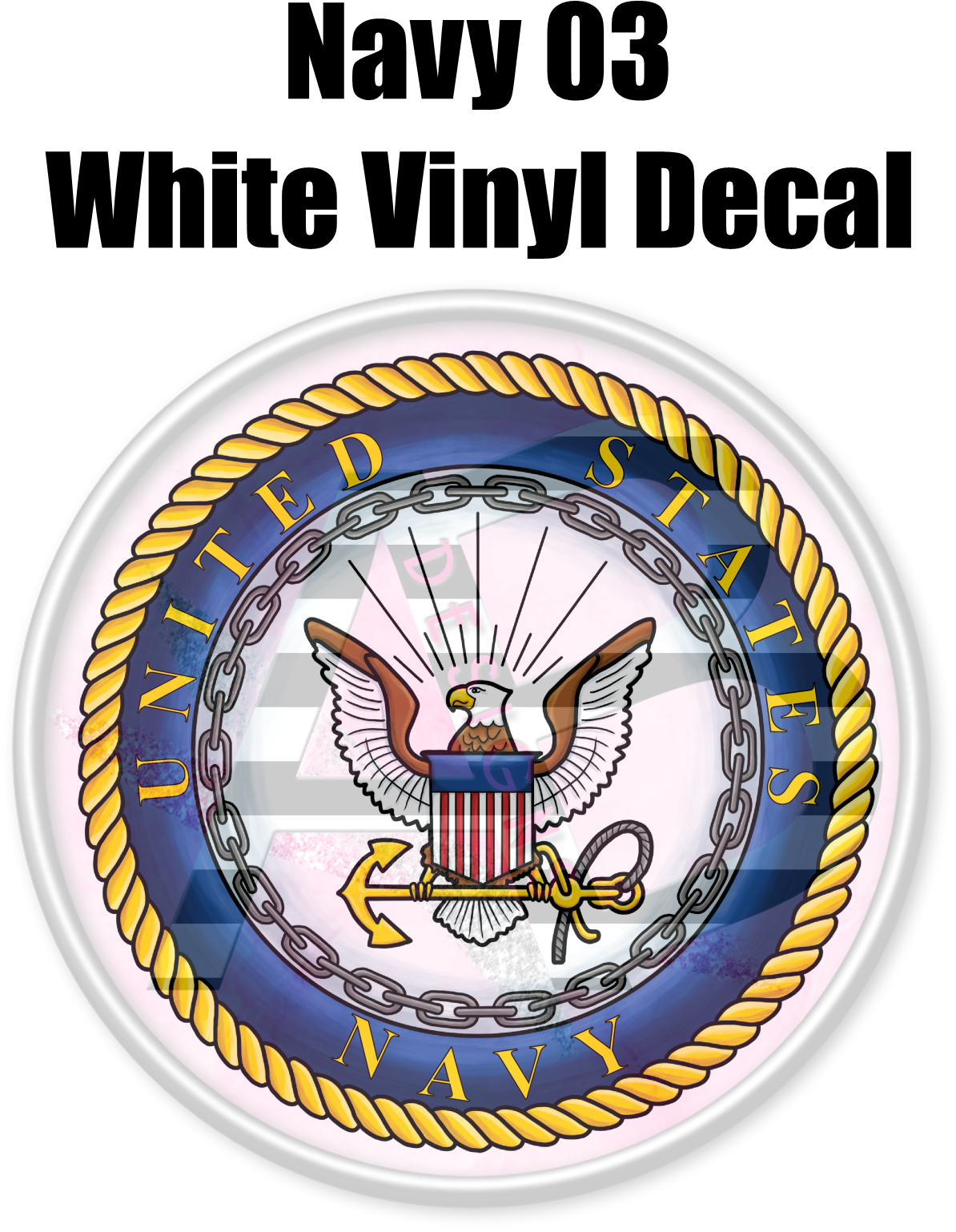 Navy 03 - White Vinyl Decal – AB Designs, Co.